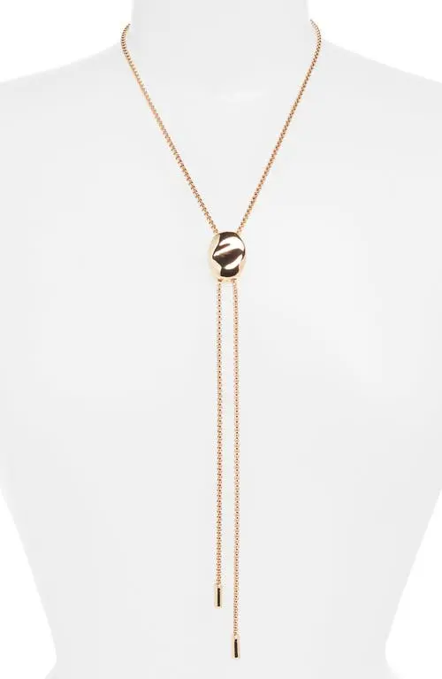 OPEN EDIT Puffy Pebble Bolo Necklace - Gold