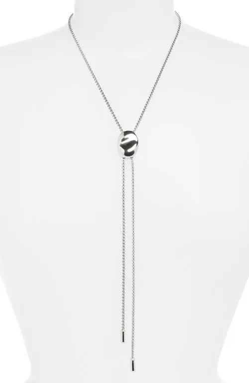 OPEN EDIT Puffy Pebble Bolo Necklace - Silver