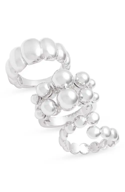 OPEN EDIT Set Of 3 Orb Textured Rings - Silver