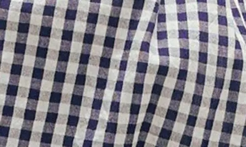 Free People Gingham Button-up Tunic - Navy Combo