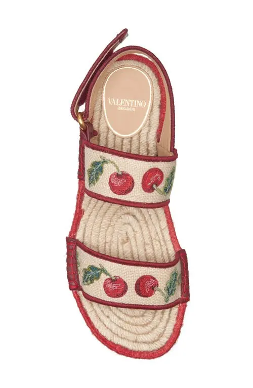 Valentino Garavani Cherryfic Double Strap Espadrille Sandals