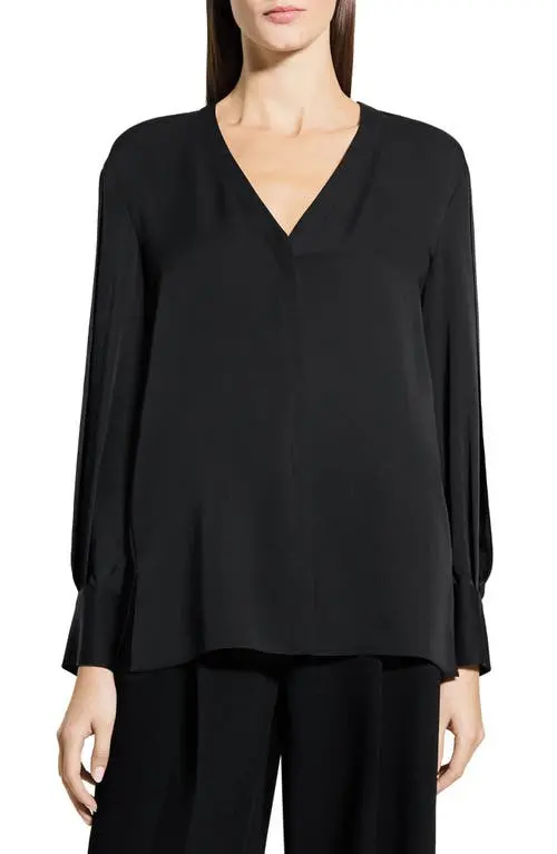 Theory Woven Silk Shirt - Black