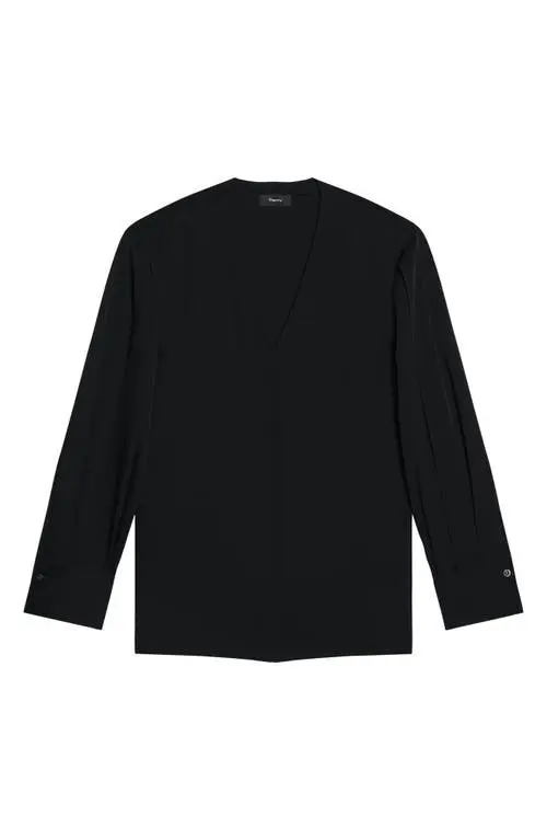 Theory Woven Silk Shirt - Black
