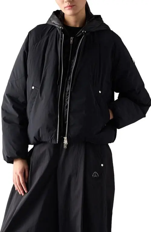 Moose Knuckles Tegan Water Repellent Layered Down Bomber Jacket - Black