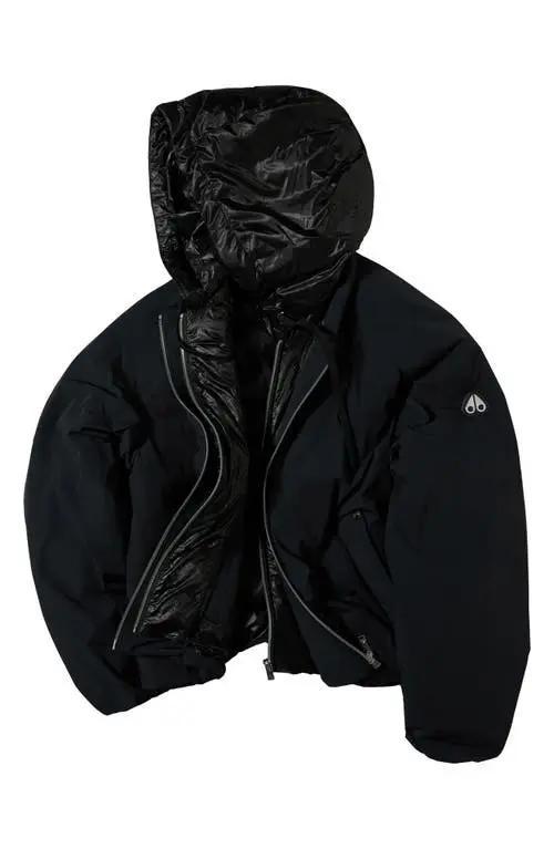 Moose Knuckles Tegan Water Repellent Layered Down Bomber Jacket - Black