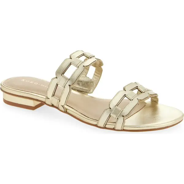 KOKO + PALENKI Cassy Chain Link Slide Sandal - Gold Metallic Leather