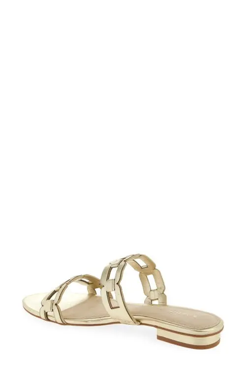 KOKO + PALENKI Cassy Chain Link Slide Sandal - Gold Metallic Leather