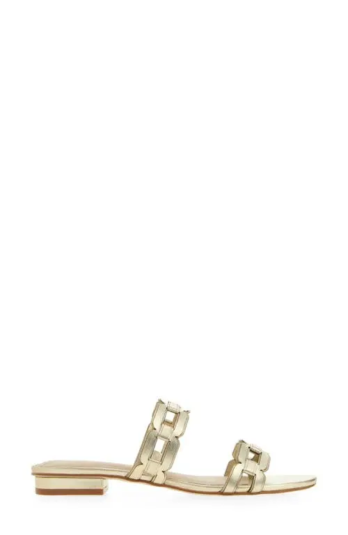 KOKO + PALENKI Cassy Chain Link Slide Sandal - Gold Metallic Leather