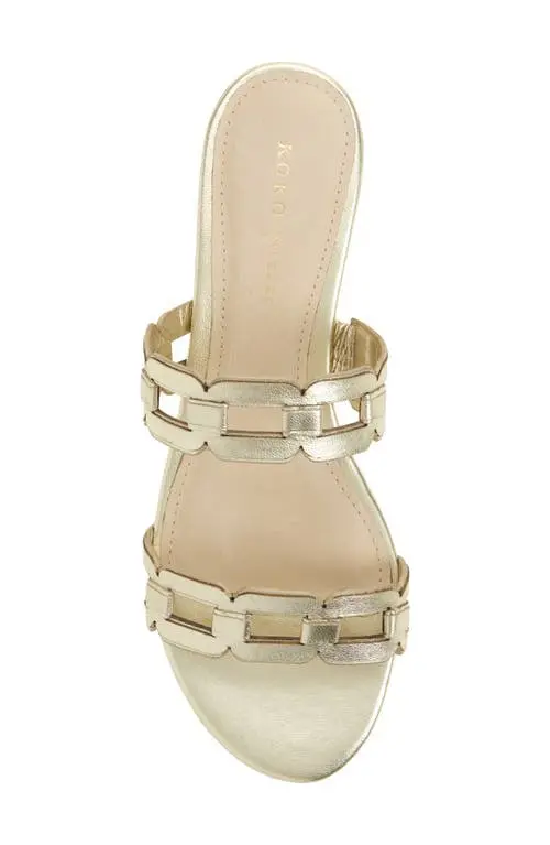 KOKO + PALENKI Cassy Chain Link Slide Sandal - Gold Metallic Leather