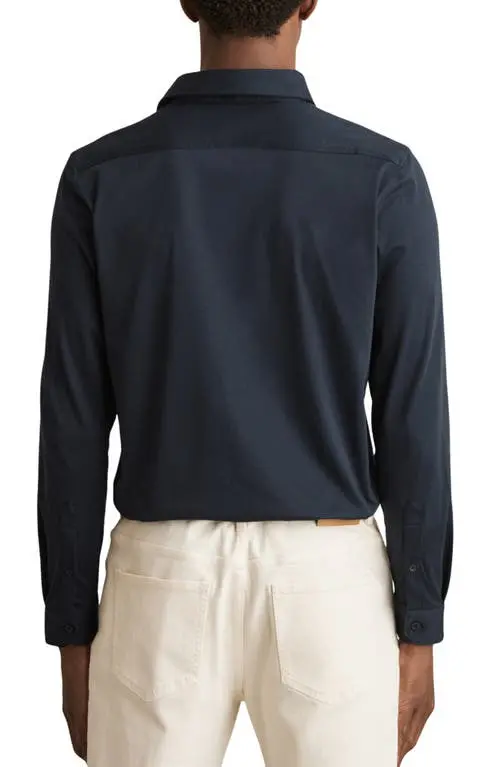 REISS Duke Air-water Slim Fit Knit Button-up Shirt - Navy