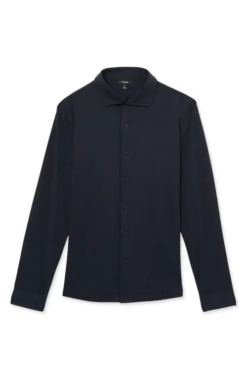 REISS Duke Air-water Slim Fit Knit Button-up Shirt - Navy