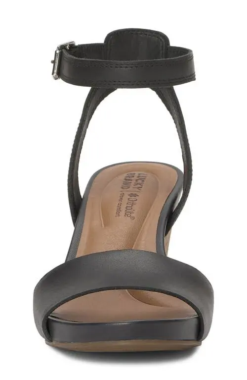 Lucky Brand Ankle Strap Platform Wedge Sandals - Black