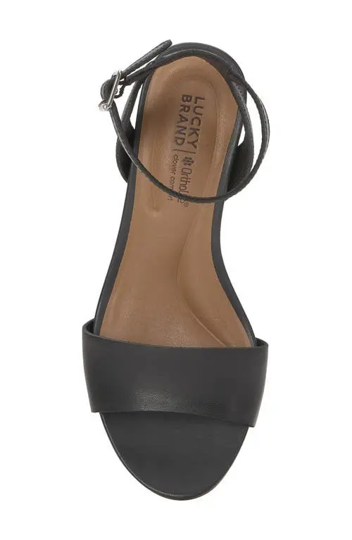 Lucky Brand Ankle Strap Platform Wedge Sandals - Black
