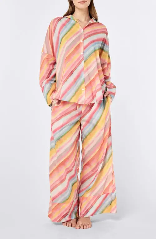 PAPINELLE Sophie Stripe Cotton Pajamas - Sorbet Pink