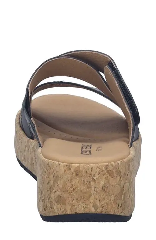 Josef Seibel Platform Wedge Slide Sandal - Black