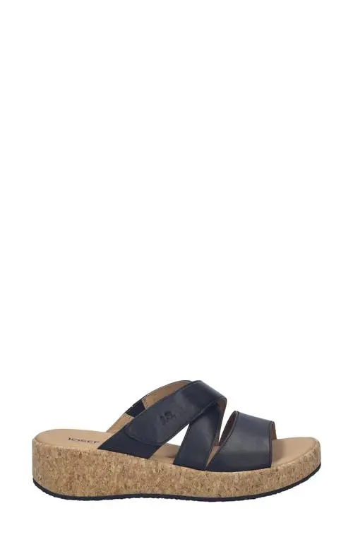 Josef Seibel Platform Wedge Slide Sandal - Black