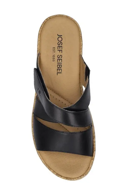 Josef Seibel Platform Wedge Slide Sandal - Black