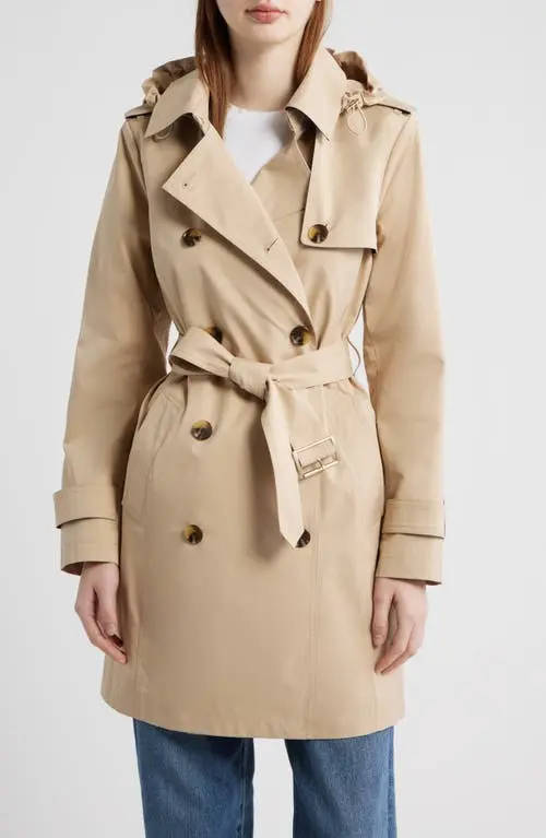 Michael Kors Double Breasted Hooded Trench Coat