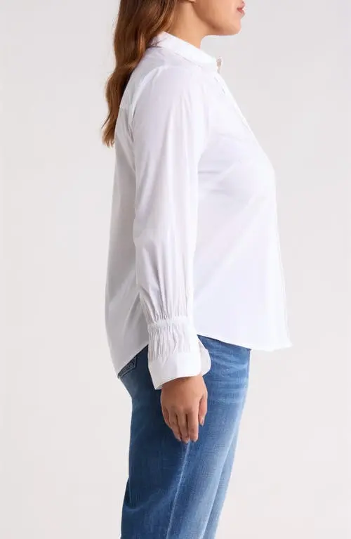 LIVERPOOL Cotton Poplin Smock Sleeve Button-up Shirt