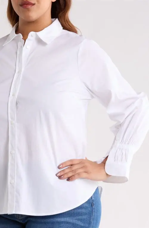 LIVERPOOL Cotton Poplin Smock Sleeve Button-up Shirt