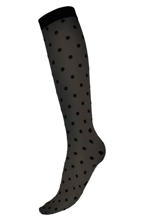 Wolford Daisy Sheer Knee Highs - Black/black