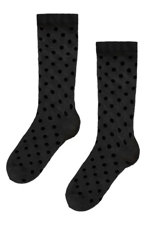 Wolford Daisy Sheer Crew Socks - Black/black
