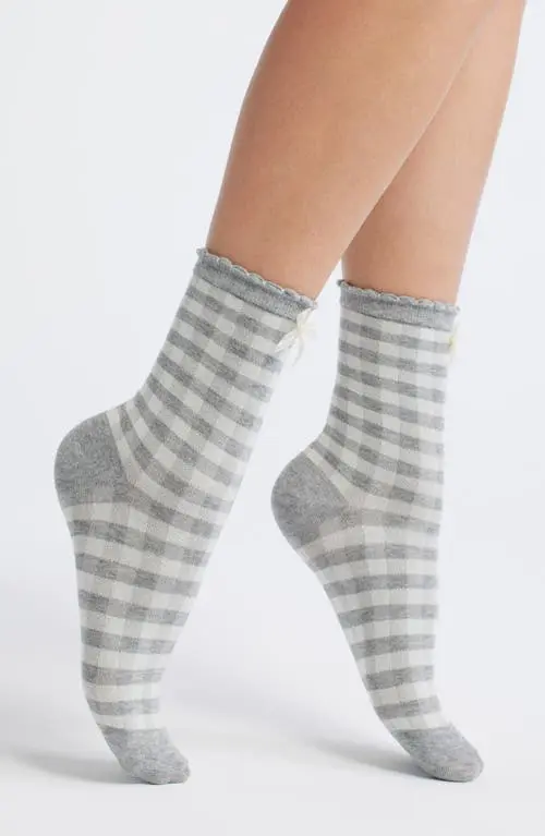 CASA CLARA Rachel Gingham Crew Socks - Grey Gingham