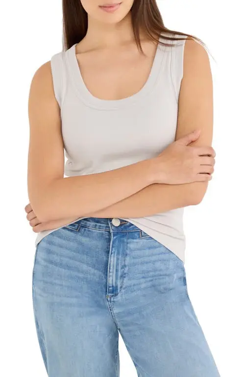 NIC+ZOE Perfect Knit Rib Scoop Neck Tank - Silver Wisp