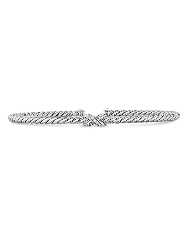 David Yurman Micro Cable Flex Petite X Bracelet - Silver