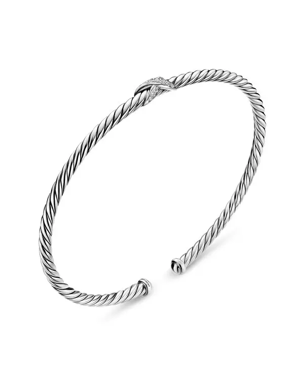 David Yurman Micro Cable Flex Petite X Bracelet - Silver
