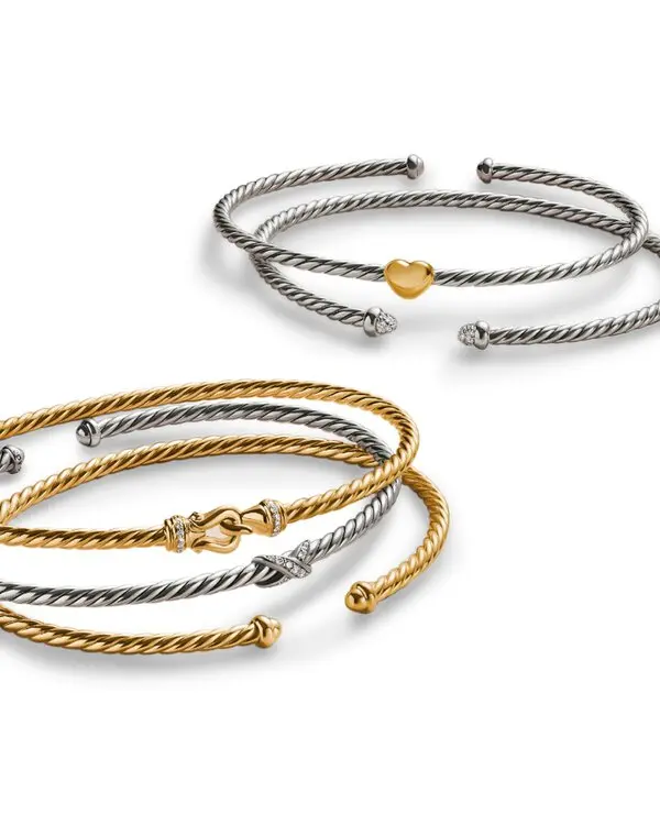 David Yurman Micro Cable Flex Petite X Bracelet - Silver