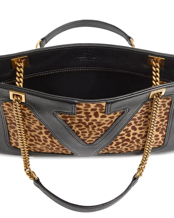 Valentino Garavani Viva Superstar Small Leopard Print Tote - Tan