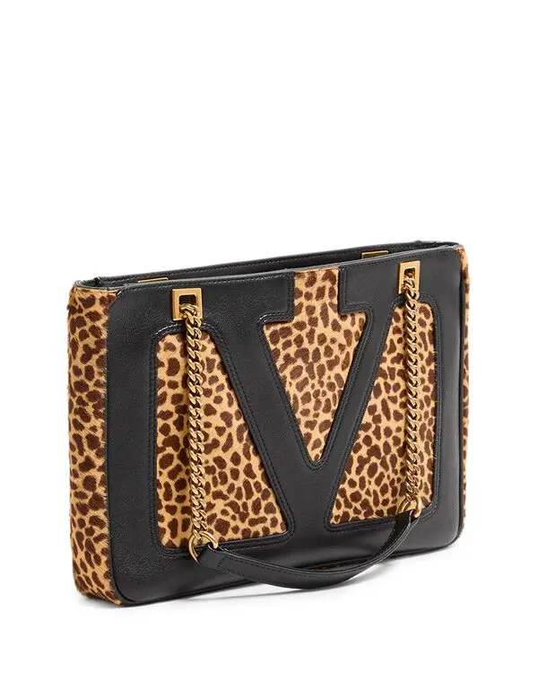 Valentino Garavani Viva Superstar Small Leopard Print Tote - Tan