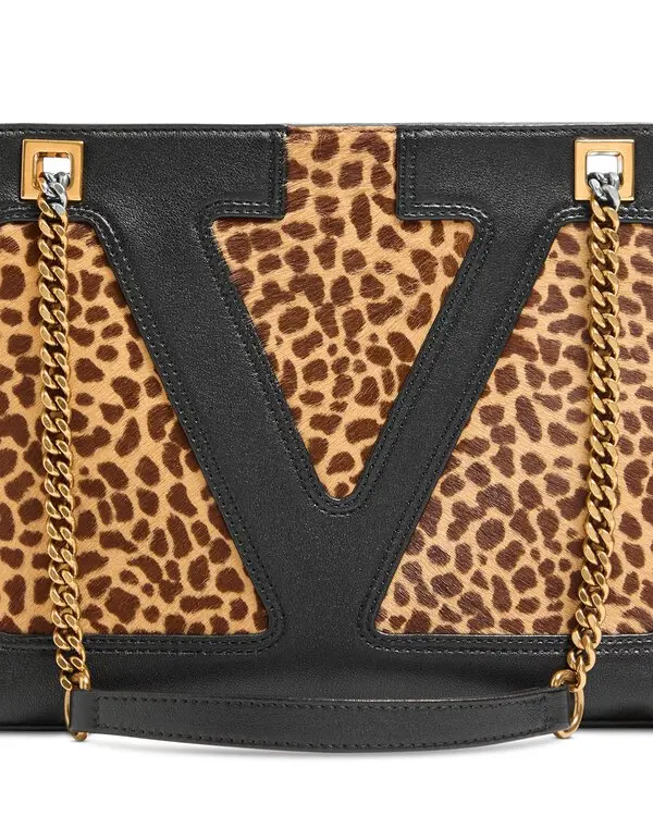Valentino Garavani Viva Superstar Small Leopard Print Tote - Tan
