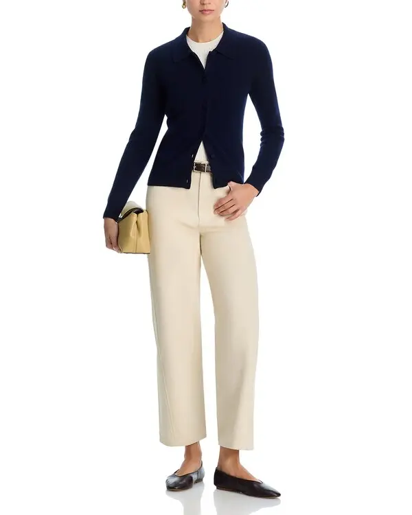 Bloomingdale'S 100% Cashmere Polo Cardigan Sweater