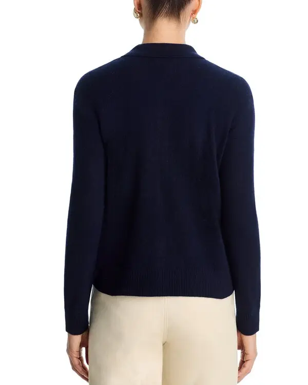 Bloomingdale'S 100% Cashmere Polo Cardigan Sweater