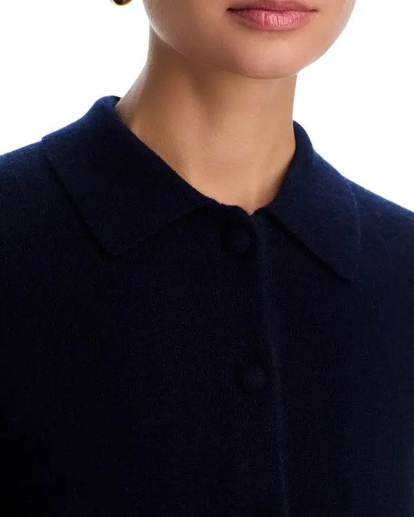 Bloomingdale'S 100% Cashmere Polo Cardigan Sweater