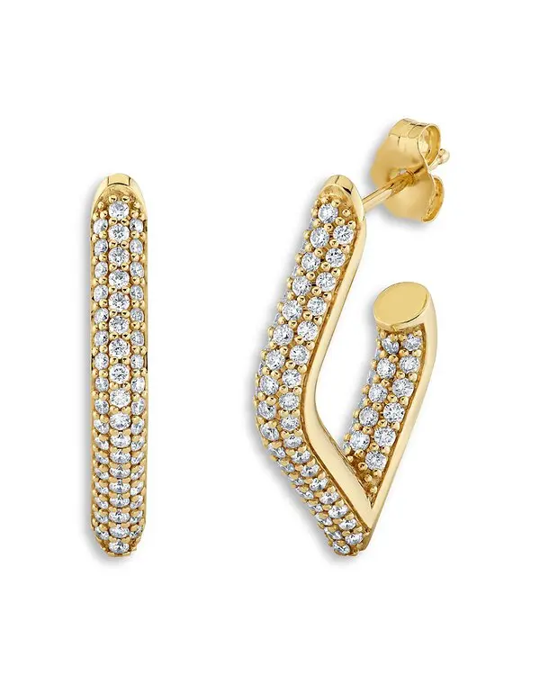 SYDNEY EVAN 14k Yellow Core Diamond Geometric Hoop Earrings - Gold