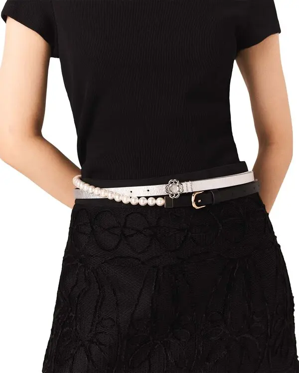 Maje Beaded Leather Belt