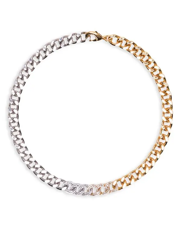Maje Rhinestone Collar Necklace - Gold Silver