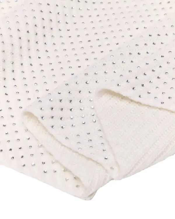 Maje Rhinestone Embellished Wool Triangle Scarf - Ecru
