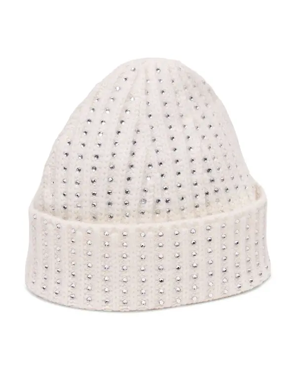 Maje Rhinestone Embellished Wool Beanie - Ecru