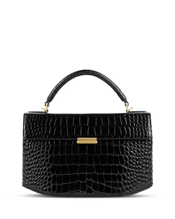 TOTEME Croco Embossed Leather Box Bag - Black