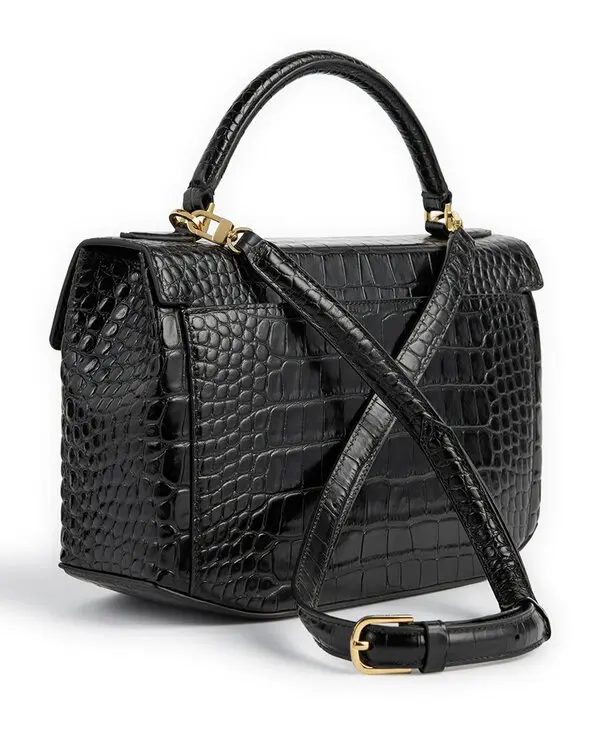 TOTEME Croco Embossed Leather Box Bag - Black