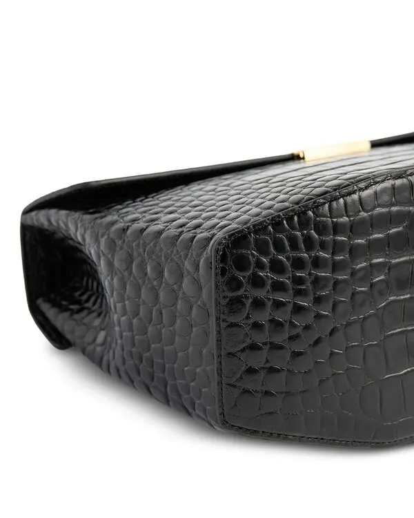 TOTEME Croco Embossed Leather Box Bag - Black