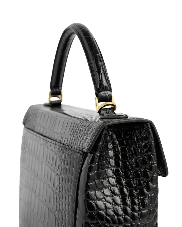 TOTEME Croco Embossed Leather Box Bag - Black