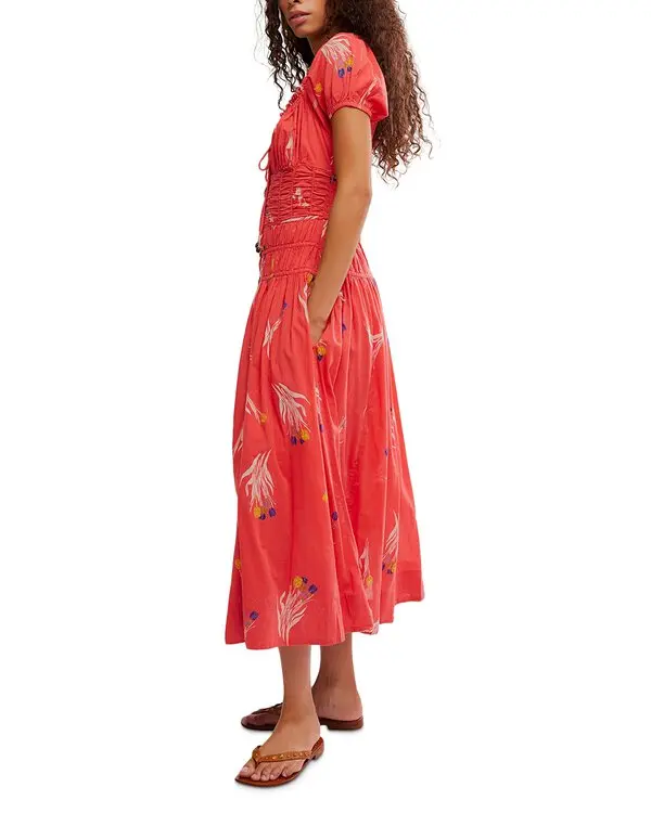 Free People Complete Me Midi Dress - Coral Combo
