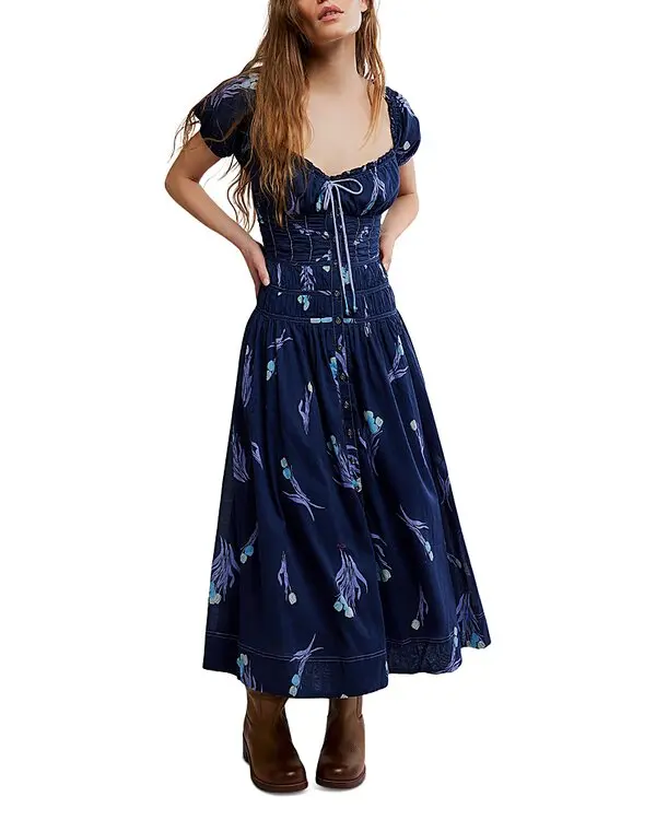 Free People Complete Me Midi Dress - Navy Combo