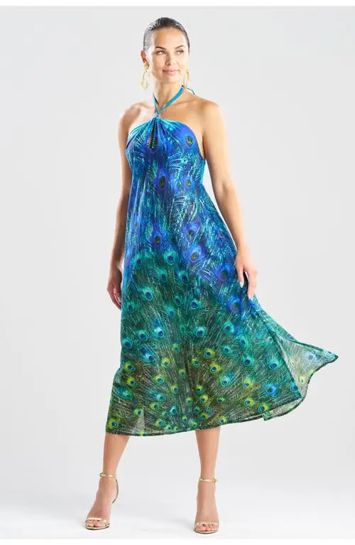Natori Peacock Cotton Voile Maxi Dress With Beading