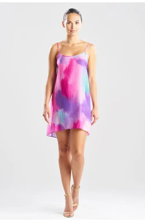 Natori Watercolor Sheer Mini Dress - Pink